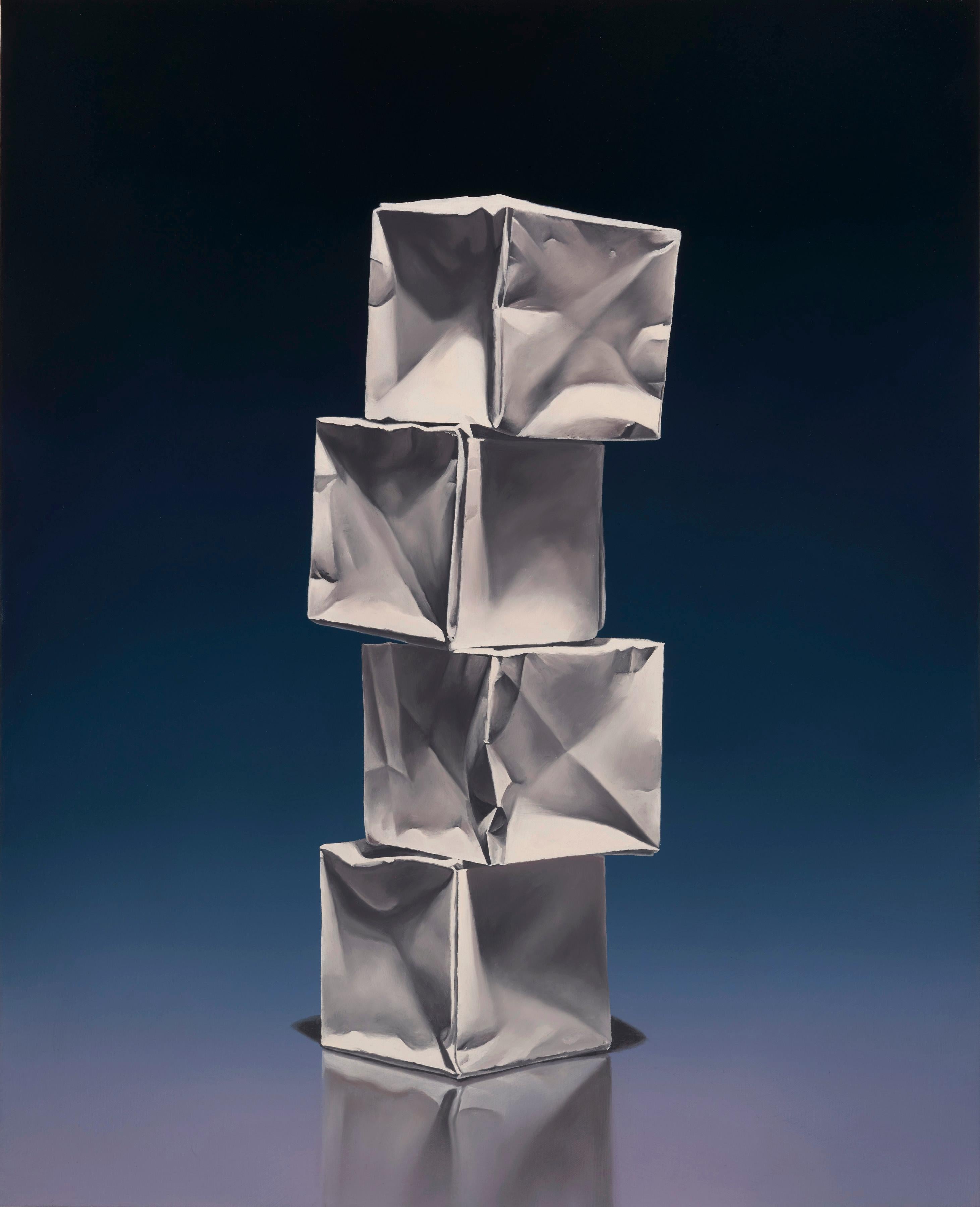 Kevin Palme - Stacked ice cubes on black background, still life ...