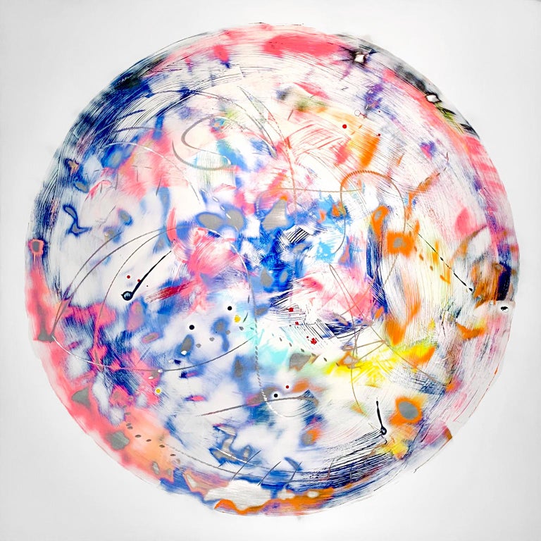 Kevin S. Barrett - "Bubble Yum", Colorful Abstract Painting on Aluminum ...