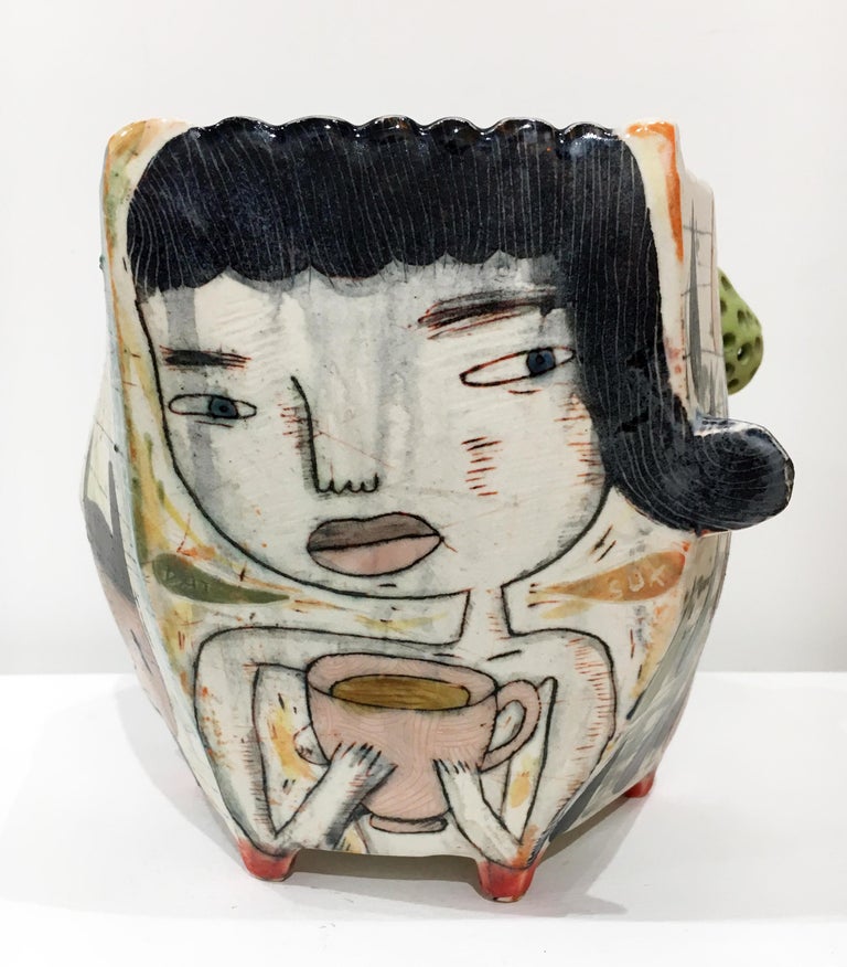 Kevin Snipes - Abstract Ceramic Vessel with Colorful Glaze and Surface ...