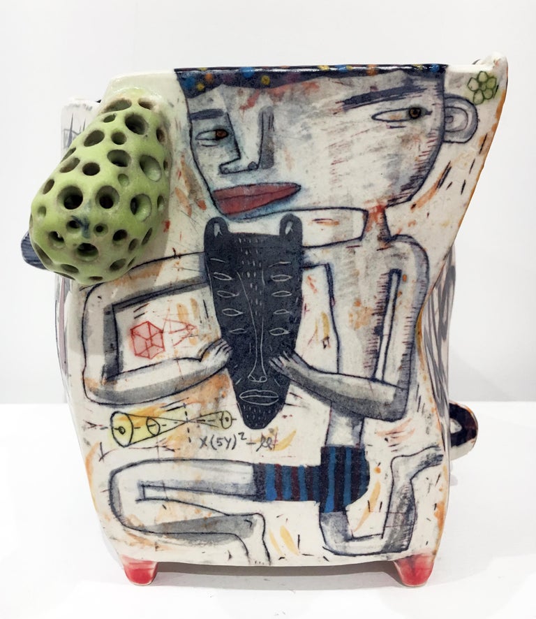 Kevin Snipes - Abstract Ceramic Vessel with Colorful Glaze and Surface ...