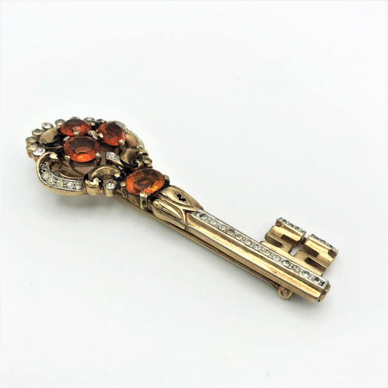 Key brooch by Trifari Sterling 1940s USA at 1stDibs | trifari brooch