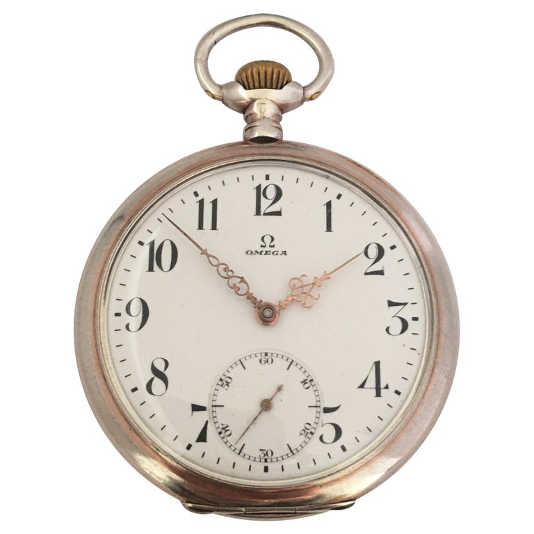 Key-Less 51mm Antique Silver Omega Pocket Watch at 1stDibs
