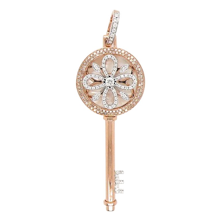 Key Magic Pendant in 18k Gold with Diamonds and Pearl Shell For Sale at ...