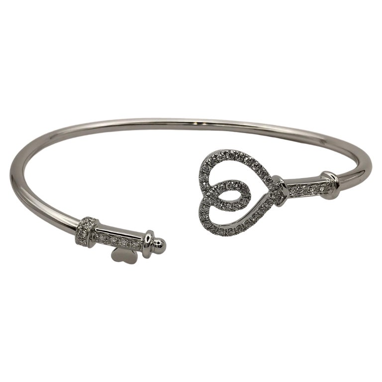 Key to My Heart Diamond Cuff Bracelet in 18K White Gold For Sale at 1stDibs
