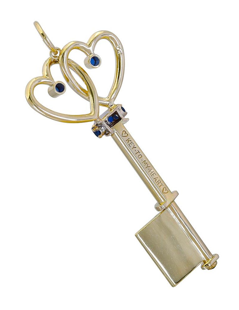 Key To My Heart Double Heart Sapphire Key Pendant at 1stDibs | key to ...