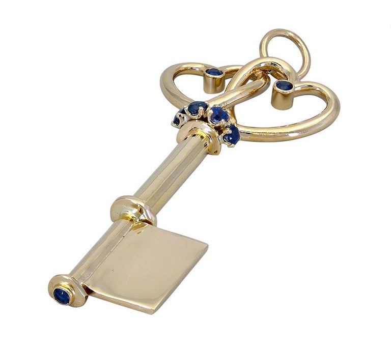 Key To My Heart Double Heart Sapphire Key Pendant at 1stDibs | key to ...