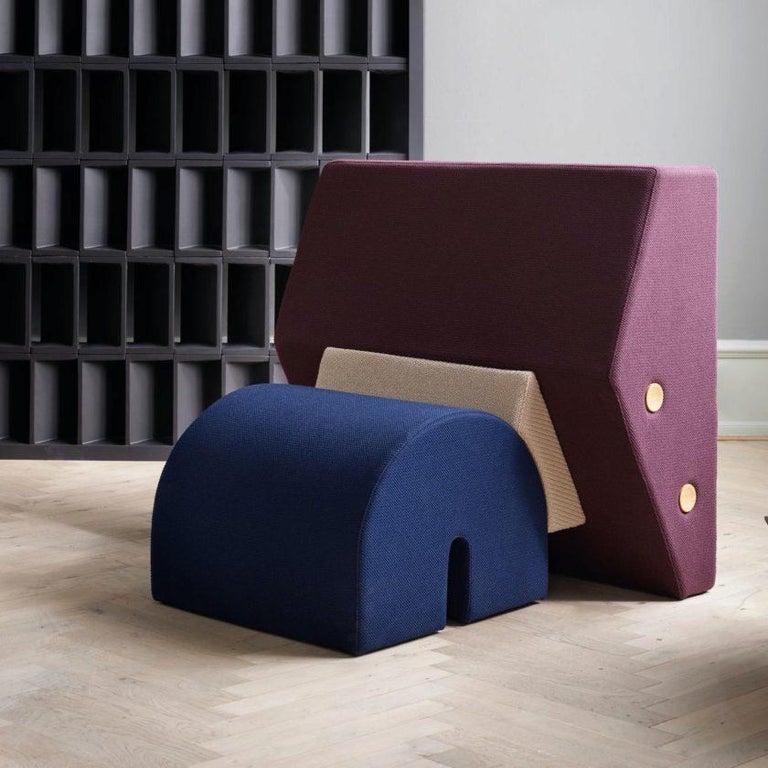 Keystone Lounge Upholstered Chair in Blue, Pink and Grey Fabric by OS ...