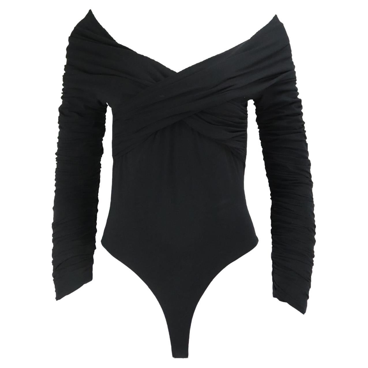 Balmain Tulle-Trimmed Stretch-Knit Bodysuit For Sale at 1stDibs