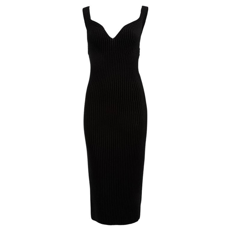 Khaite Women's Black Knitted Cut Out Knee Length Dress For Sale at 1stDibs