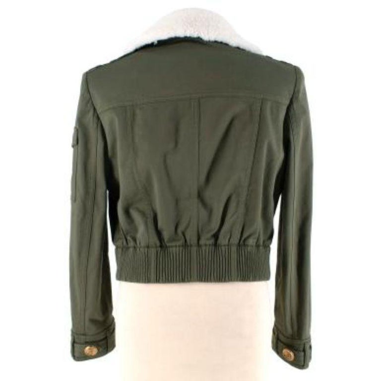 Khaki cotton twill aviator jacket For Sale at 1stDibs