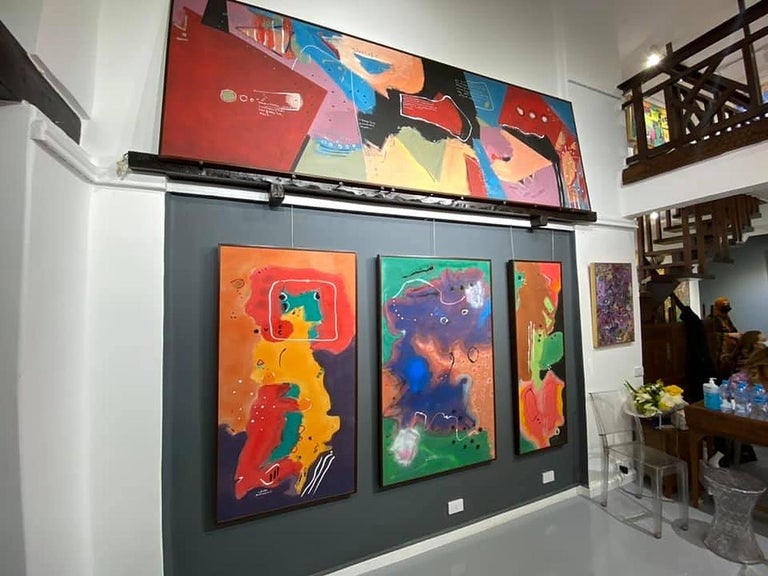 Khaled Abdo - "Atoll from Above I" Painting 57" x 30" inch by Khaled ...