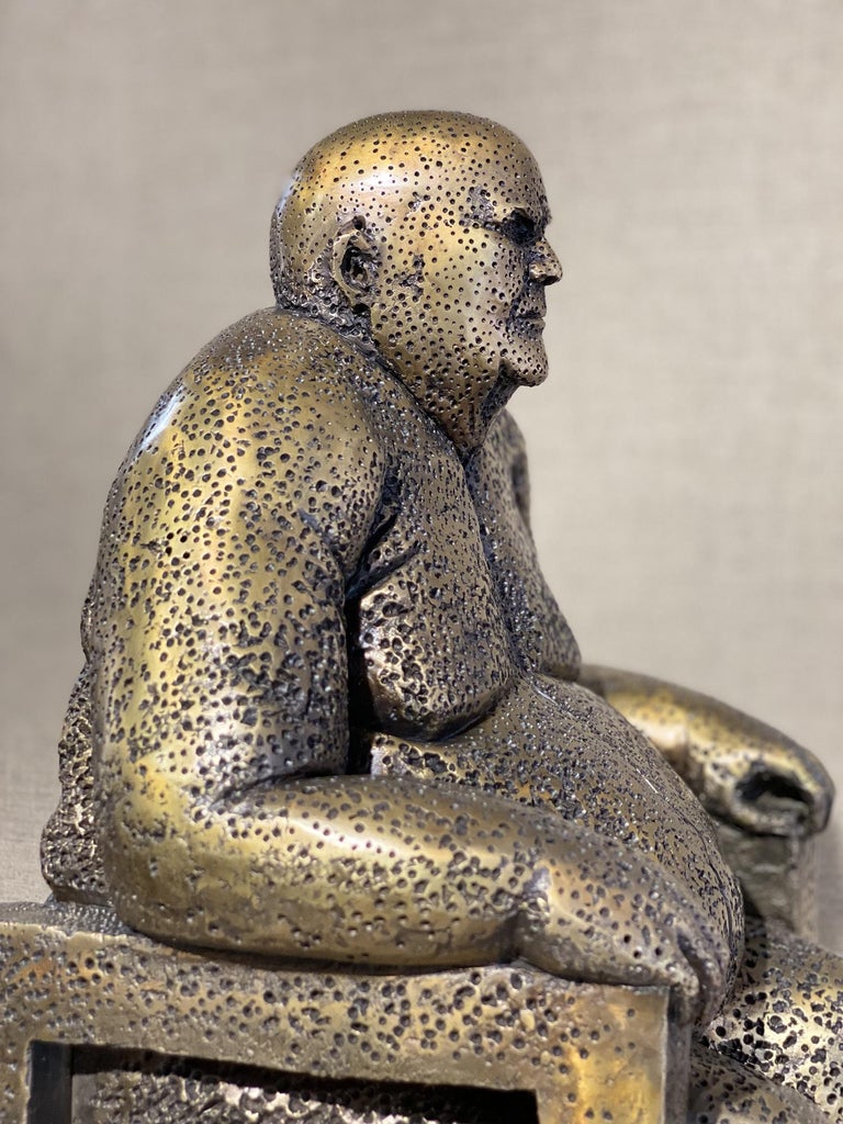 Khaled Dawwa - Fissure bronze figurative sculpture throne by exiled ...