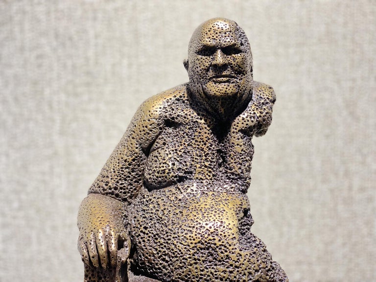 Khaled Dawwa - Tentative figurative bronze sculpture eroded statue of ...