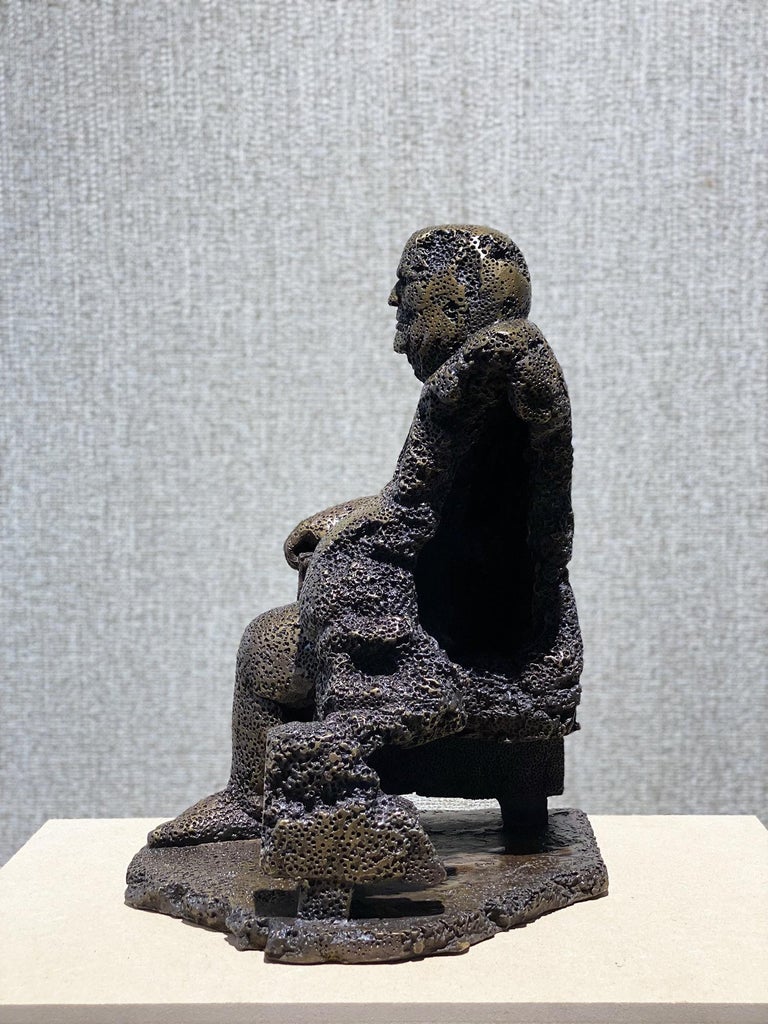 Khaled Dawwa - Tentative figurative bronze sculpture eroded statue of ...