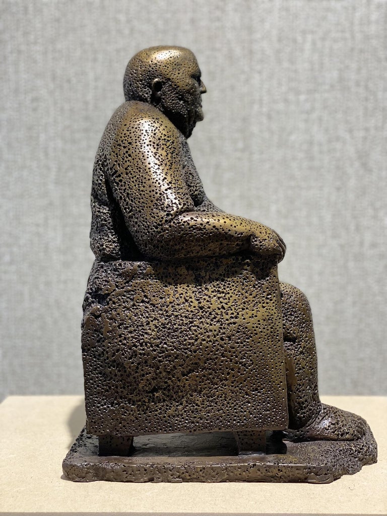 Khaled Dawwa - Tentative figurative bronze sculpture eroded statue of ...