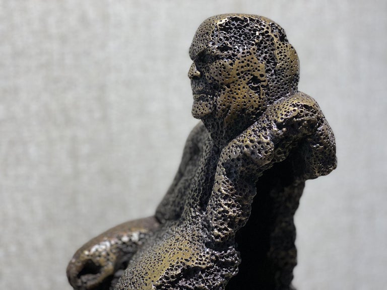 Khaled Dawwa - Tentative figurative bronze sculpture eroded statue of ...