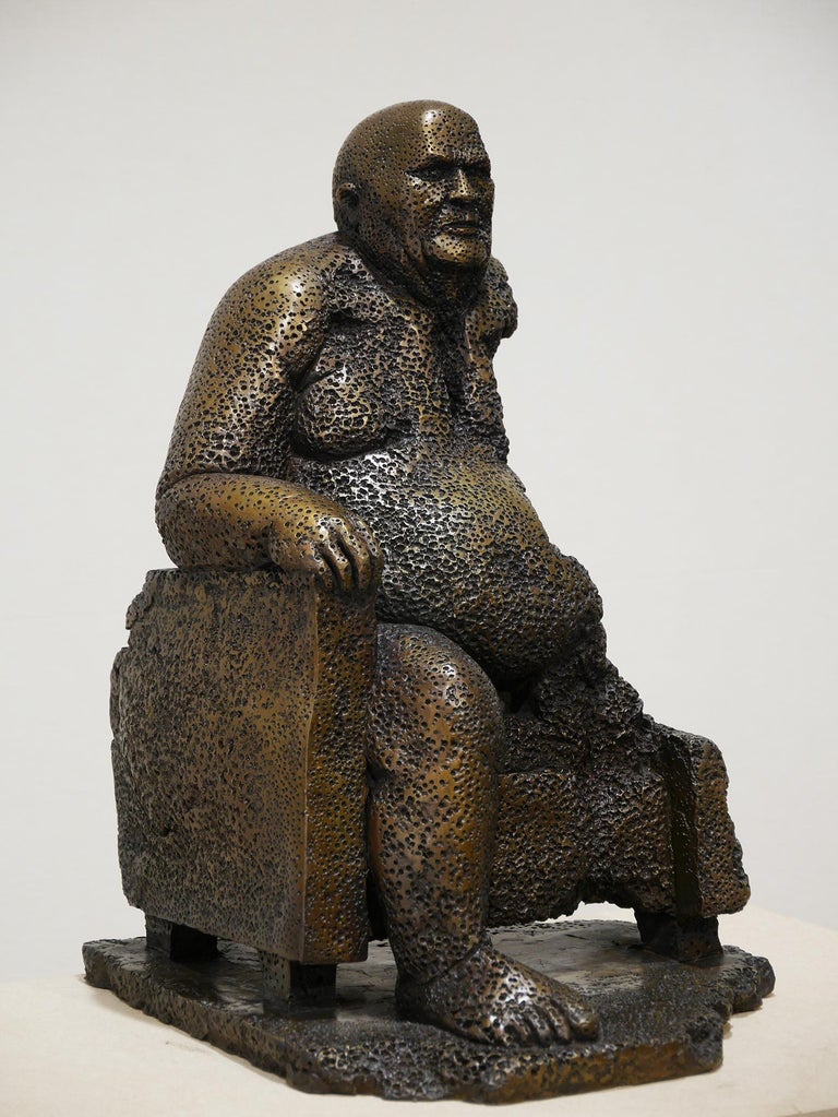 Khaled Dawwa - Tentative figurative bronze sculpture eroded statue of ...