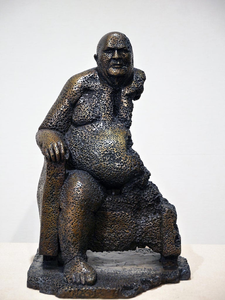 Khaled Dawwa - Tentative figurative bronze sculpture eroded statue of ...