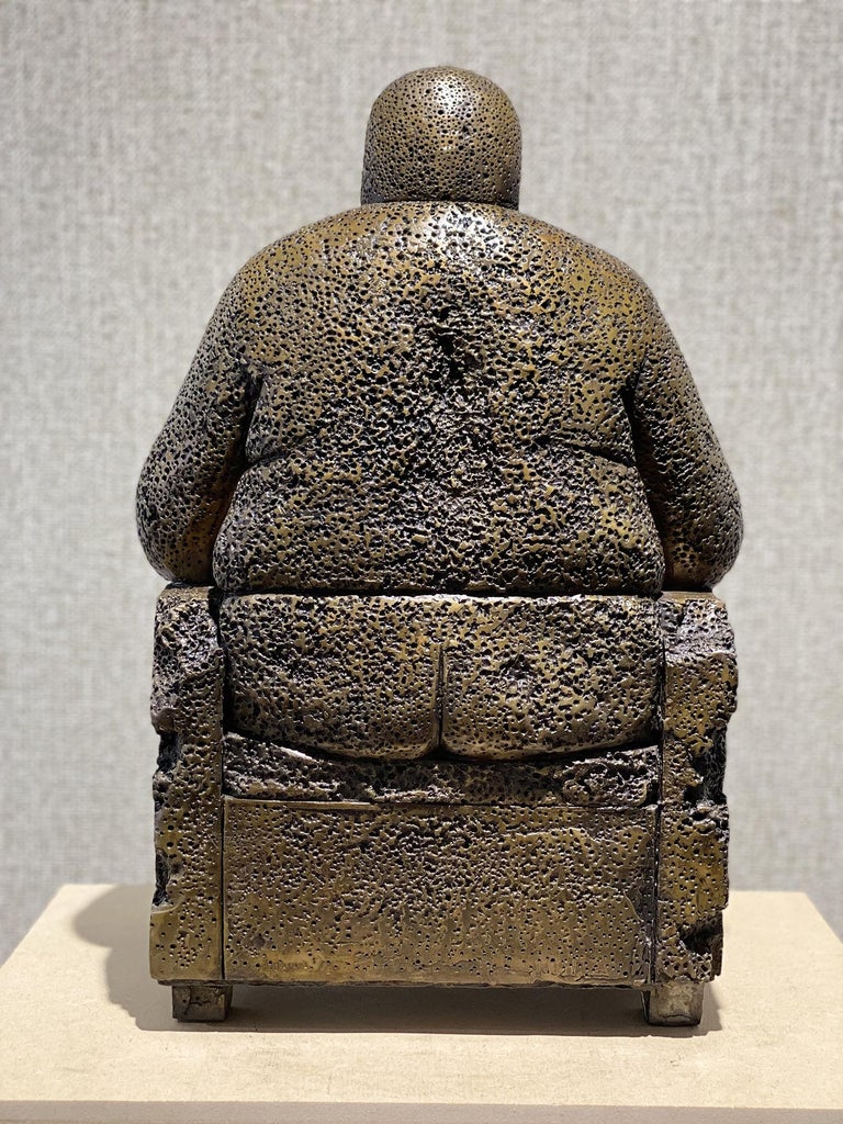 Khaled Dawwa - Vestige figurative bronze sculpture man on throne by ...
