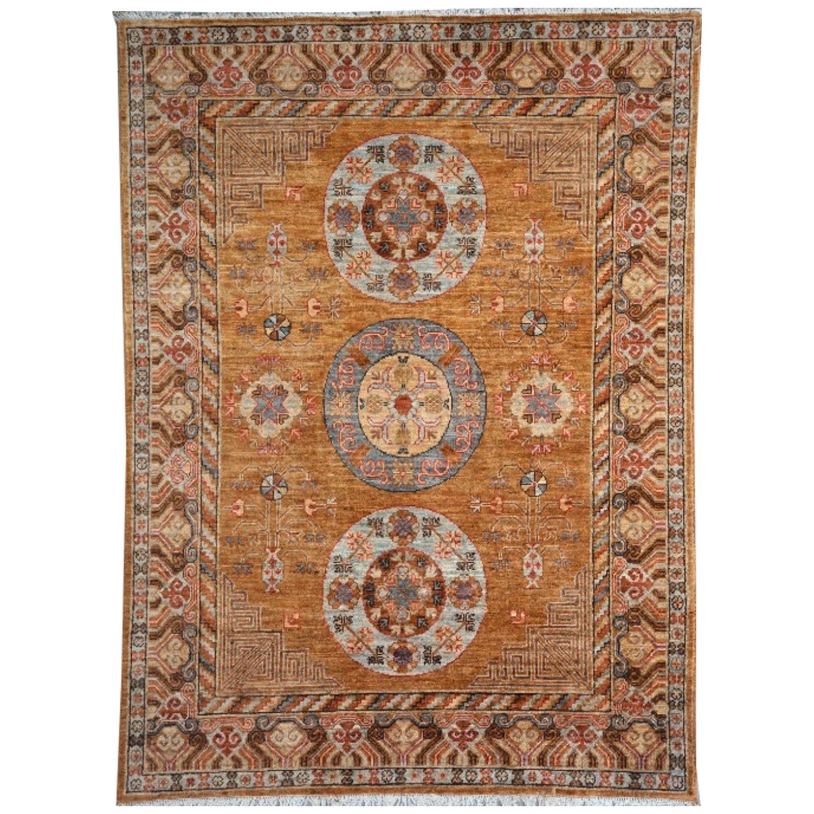 Khotan Style Rug Hand Knotted Contemporary Camel Colored Wool Area ...