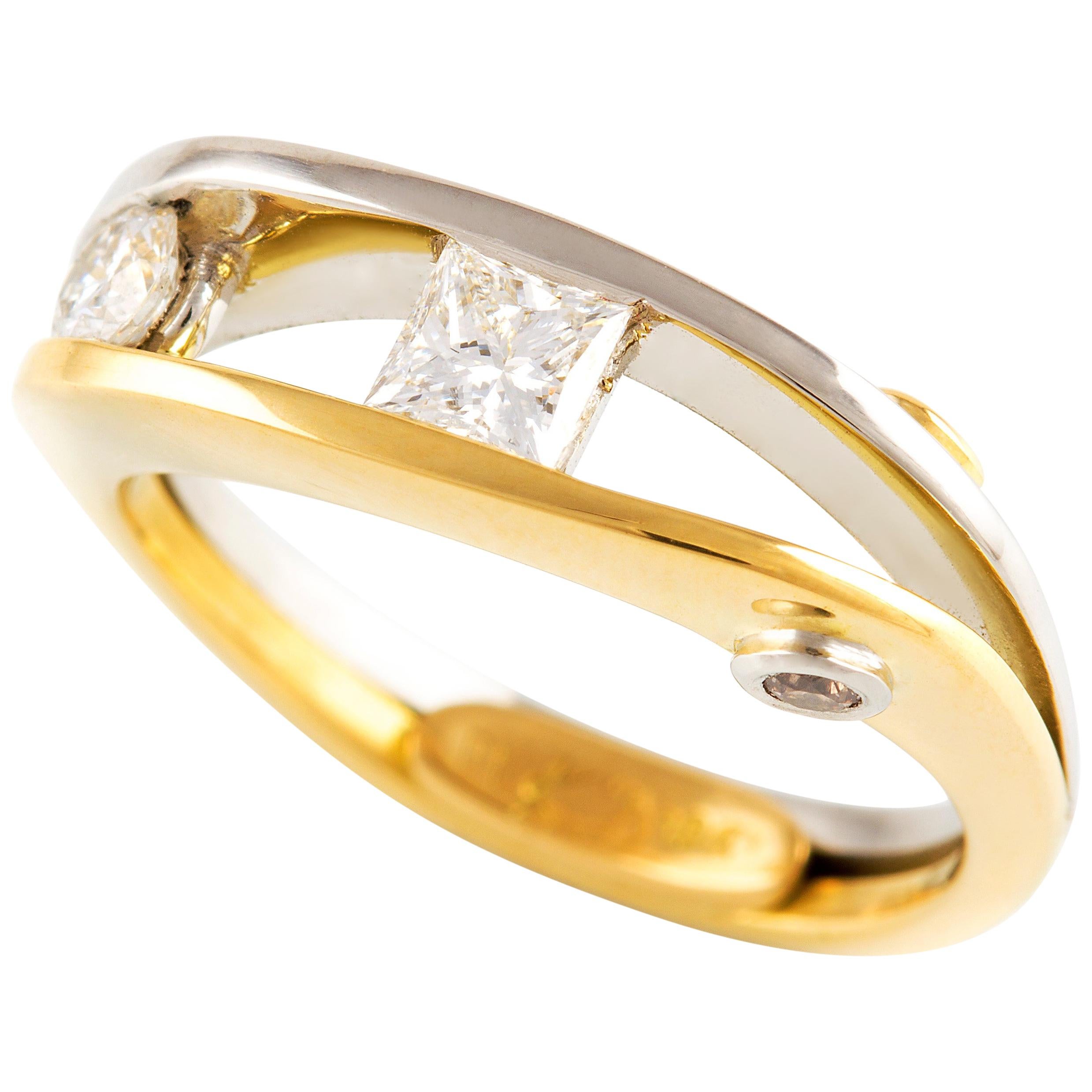 Kian Design White and Pink Diamond Engagement Ring Platinum 18 Carat ...