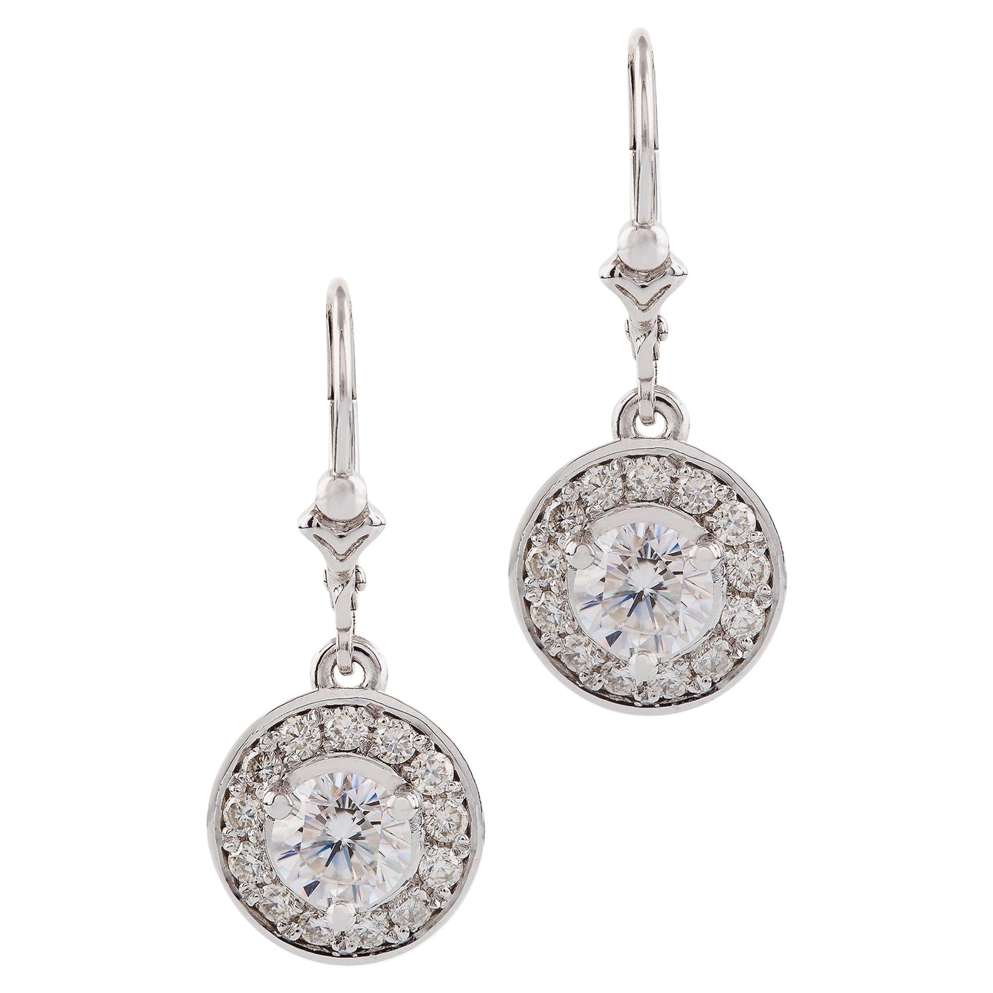 Round Brilliant Diamond Drop Earrings For Sale at 1stDibs