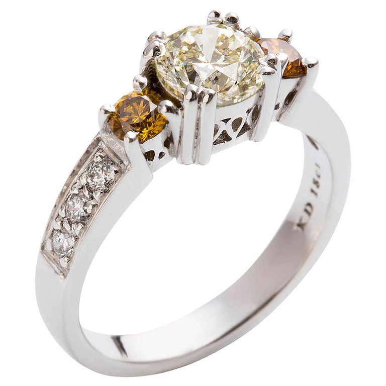 Kian Design White Gold Fancy Yellow and Certified White Diamond ...