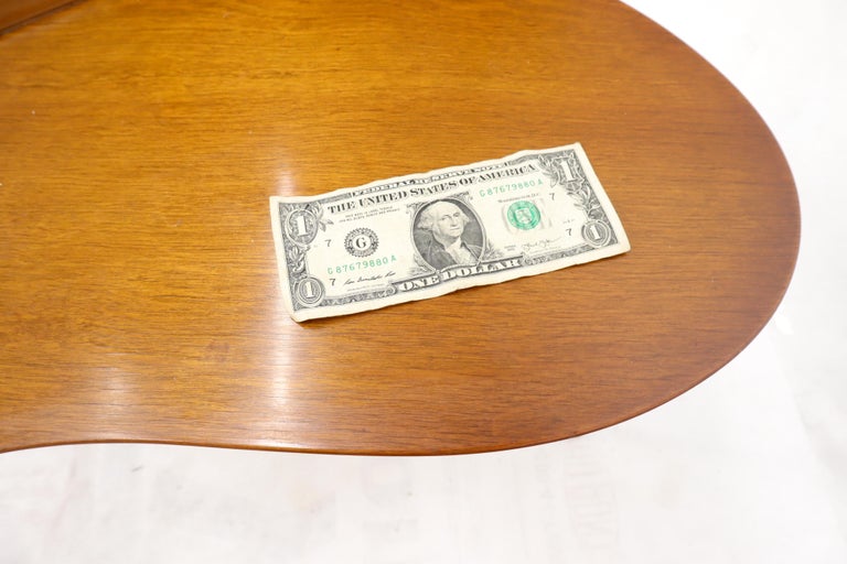 Kidney Comma Shape Two Tier Glass Walnut and Brass Conical Leg Coffee ...