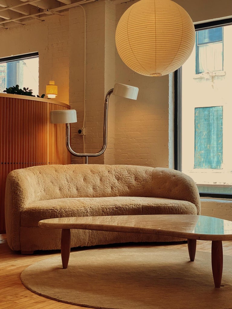 Kidney Marble and Wood Coffee Table at 1stDibs