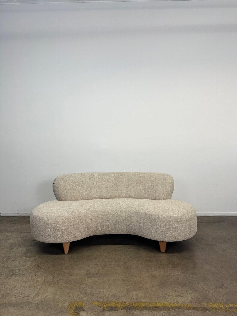 Kidney Sofa In Nubby Boucle For Sale at 1stDibs