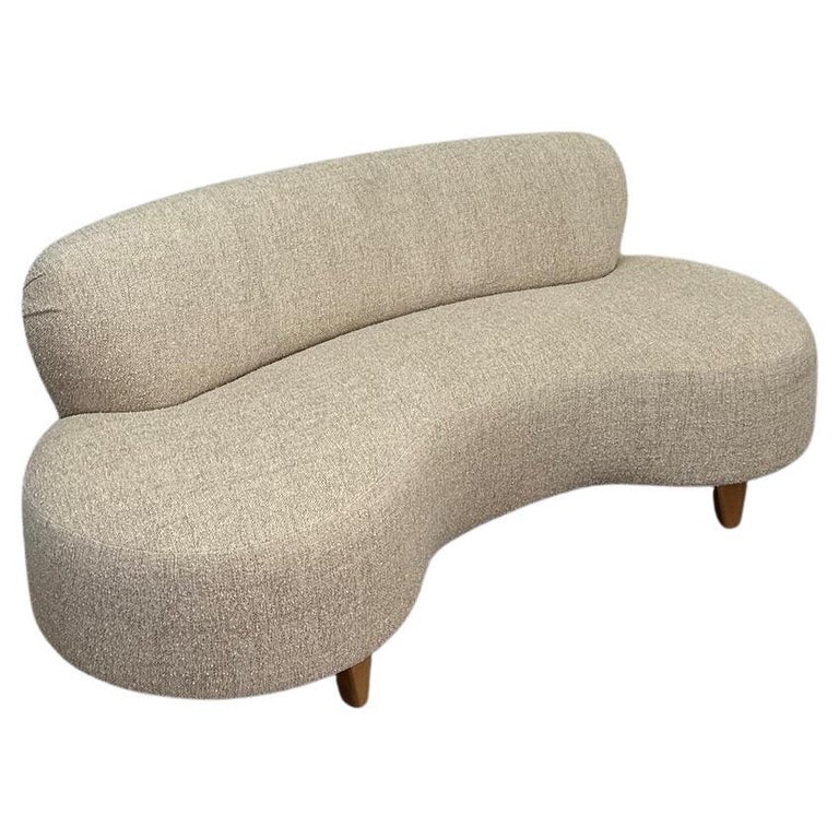Kidney Sofa In Nubby Boucle For Sale at 1stDibs