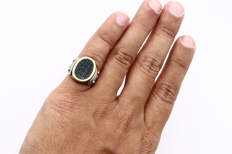 Kieselstein Cord 2000 Signet Intaglio Ring 18Kt Yellow Gold and Steel ...