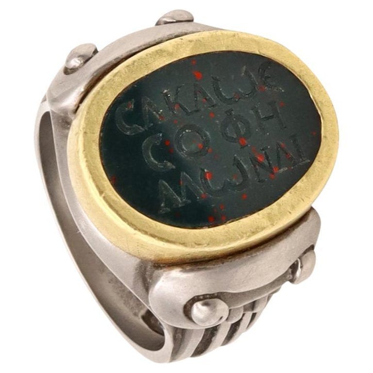 Kieselstein Cord 2000 Signet Intaglio Ring 18Kt Yellow Gold and Steel ...