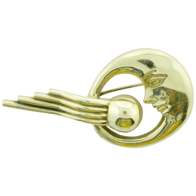 Kieselstein-Cord Man in the Moon Brooch in 18 Karat For Sale at 1stDibs