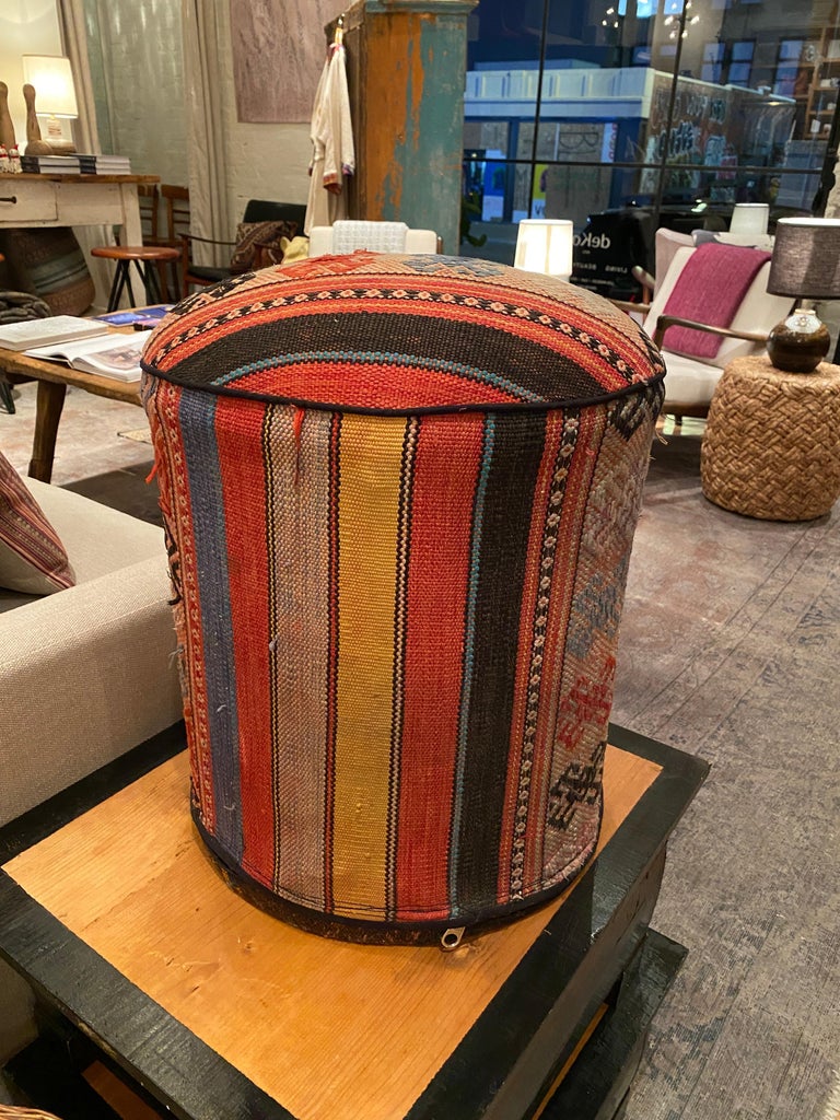Kilim Fabric Stool at 1stDibs