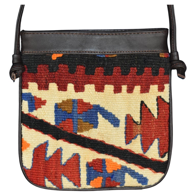 Kilim and Leather Crossbody Bag For Sale at 1stDibs