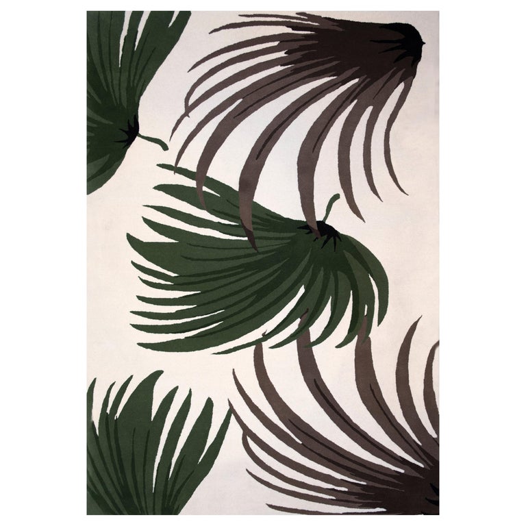 Modern Hand Tufted Wool Rug Carpet Made in Spain Green Brown White ...