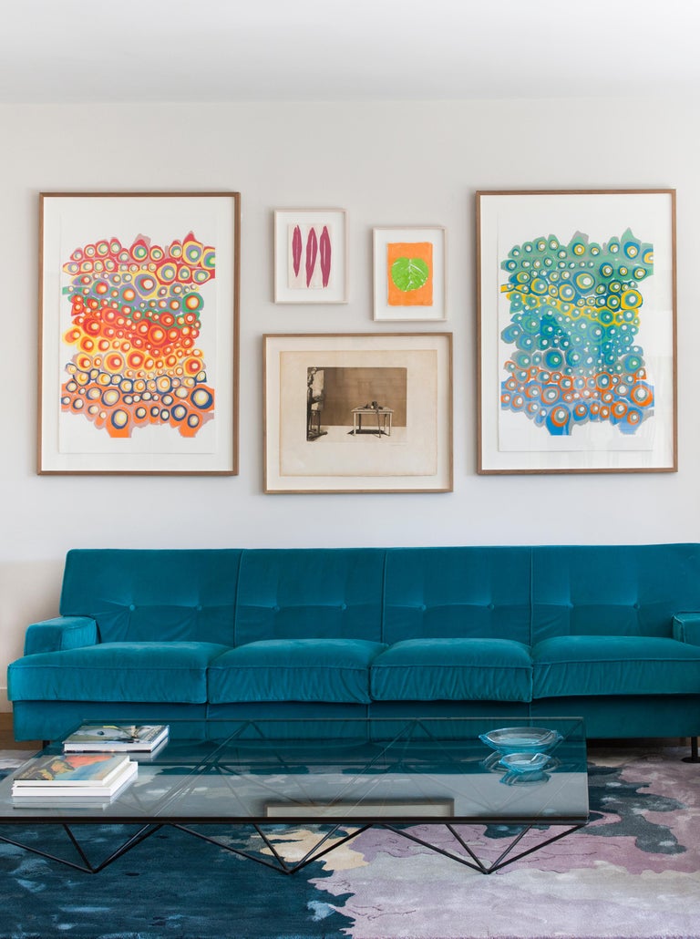 Modern HandTufted Wool and Silk Rug Made in Spain Blue and Mauve Marble ...