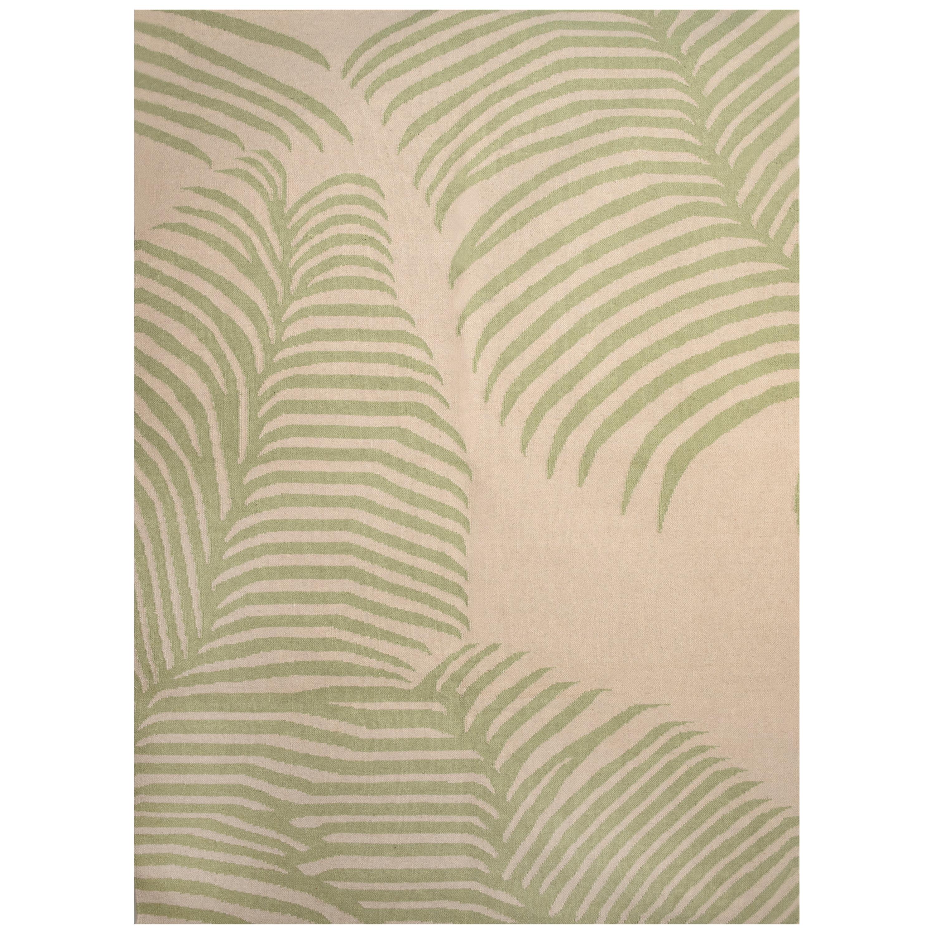 Rug Beige Green Abstract Floral Wool Bamboo Silk Narcissus For Sale at ...