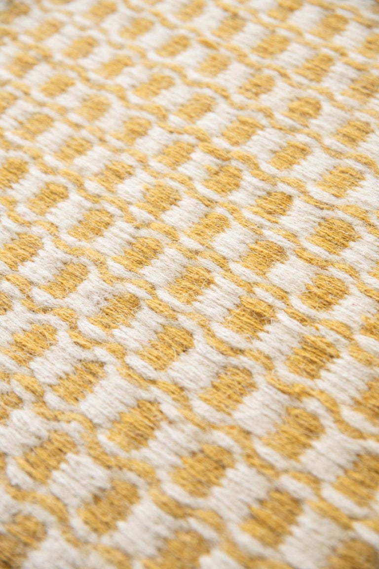 Modern Handwoven Wool Rug Carpet in Light Yellow and Ivory Honeycomb ...