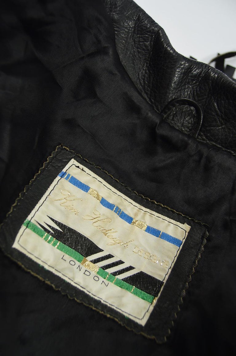 Kim Hadleigh Designs Vintage Men's Fringed Studded Black Leather Jacket ...