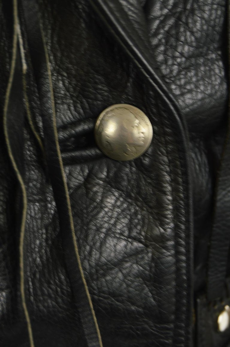 Kim Hadleigh Designs Vintage Men's Fringed Studded Black Leather Jacket ...