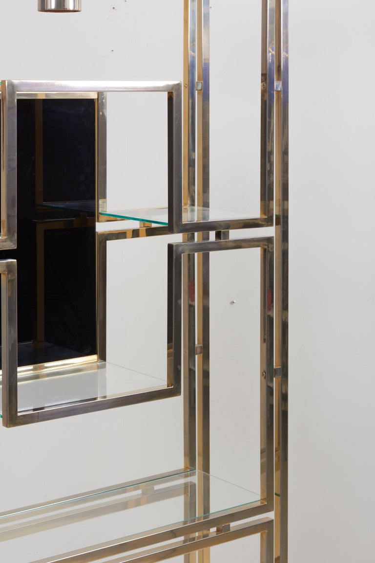 Kim Moltzer Brass, Silvered Metal and Glass Illuminated Open Display ...