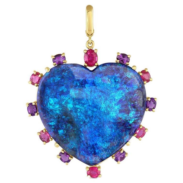 Kimberly Doyle - Australian Black Opal Heart Charm with Rubies and ...