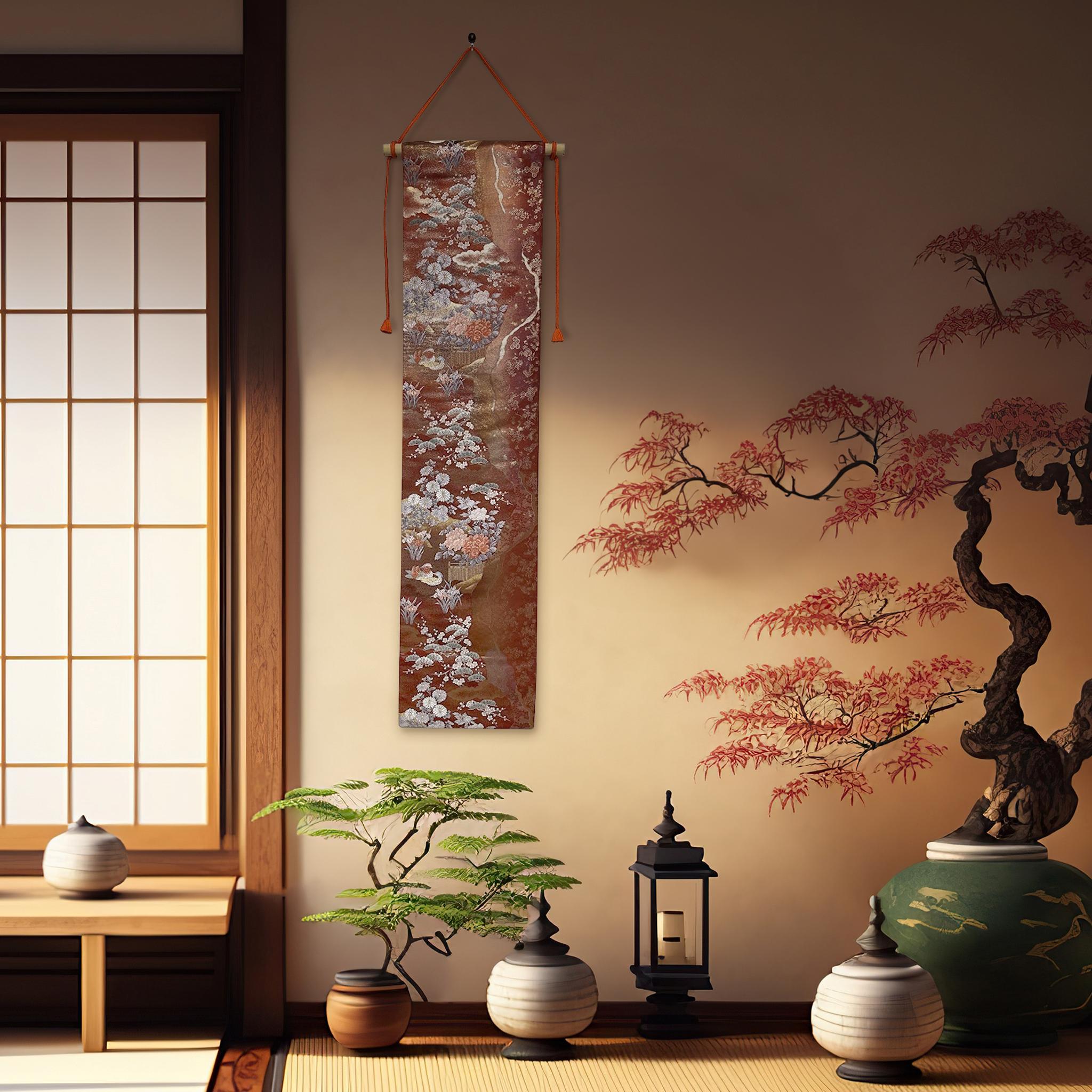 Kimono Tapestry “Scarlet Fantasia” 2/2, Japanese Art, Japanese Hanging ...