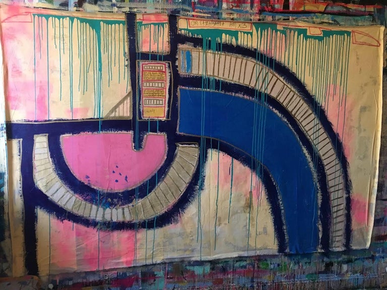 Kimyon Huggins - Untitled #9, mixed media art painting on canvas by ...