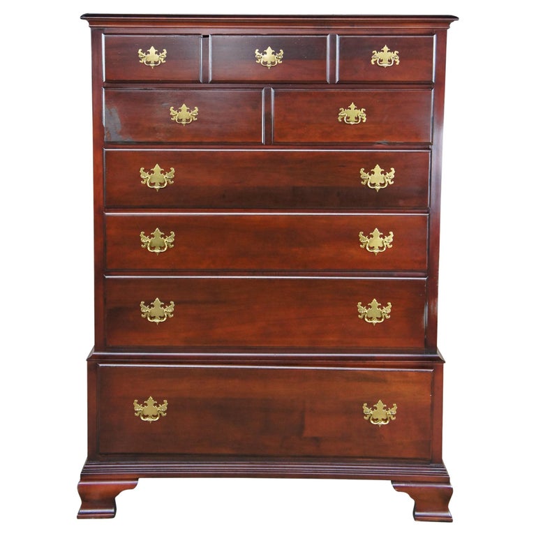 Kincaid Georgian Style Cherry Chest on Stand Tallboy 6 Drawer Dresser ...
