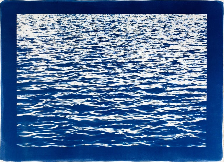 Kind of Cyan - Mediterranean Blue Sea Waves, Handmade Cyanotype Print ...