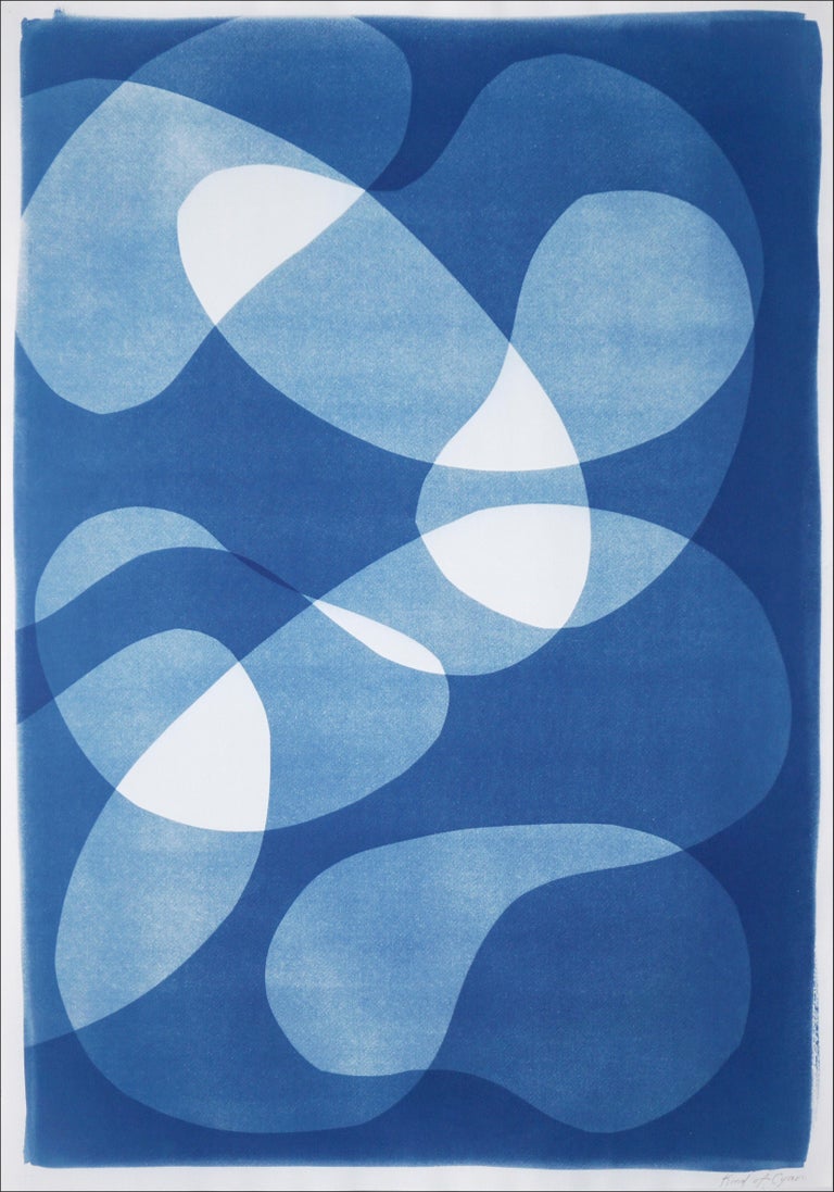 Kind of Cyan - Sunken Stones, Unique Monotype Cyanotype, Abstract Blue ...