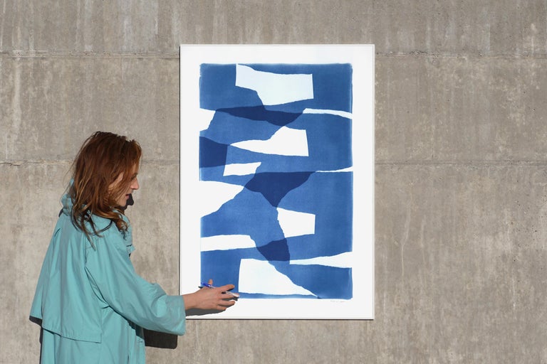 Kind of Cyan - Layered Torn Paper, White and Blue Unique Print ...